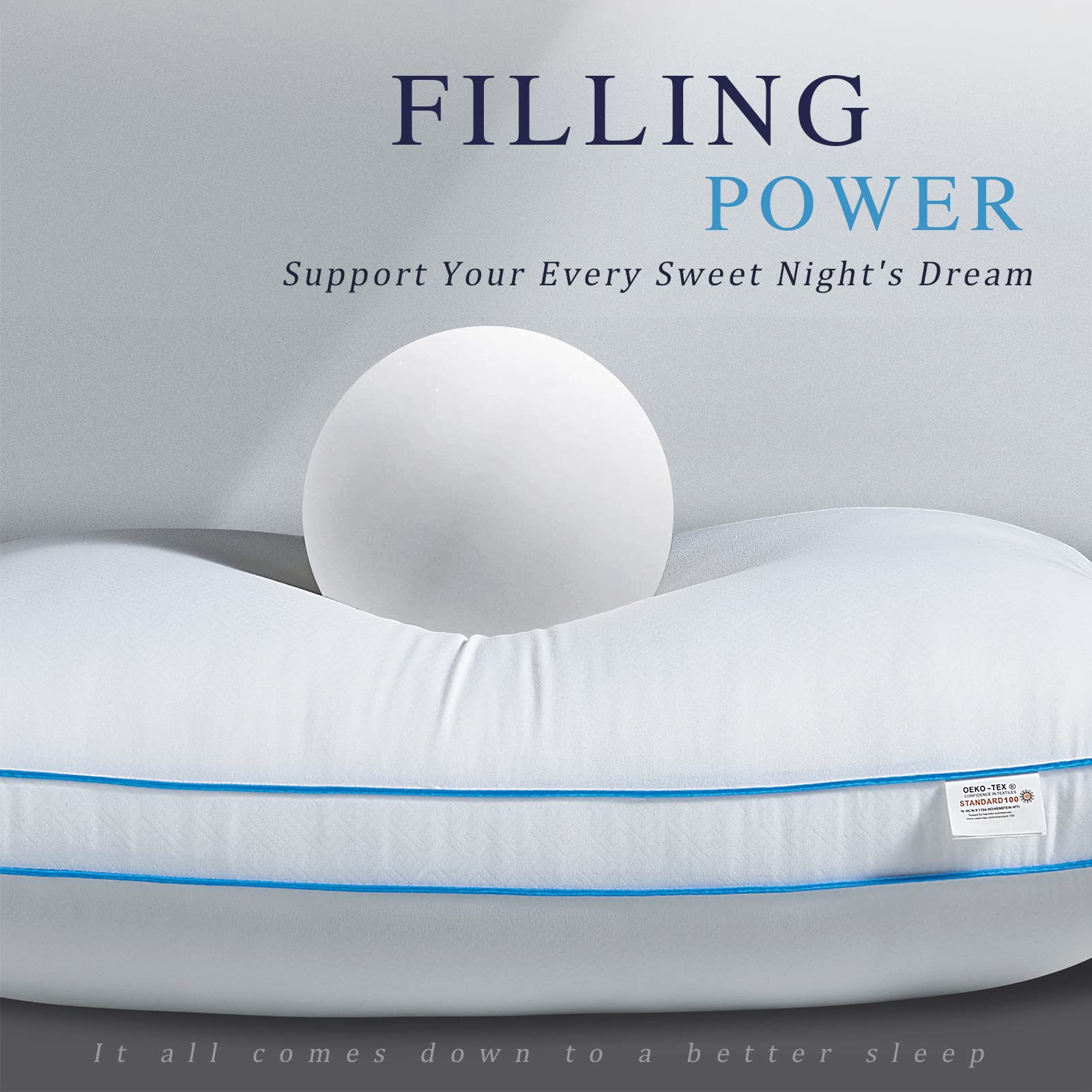 Bedufsar Bed Pillows for Sleeping, King Size Pillows Hotel Quality Set of 2, Firm and Supportive Gusseted Pillows for Side and Back Sleepers, Cooling Down Alternative Fluffy and Soft Pillow (20x34 in)