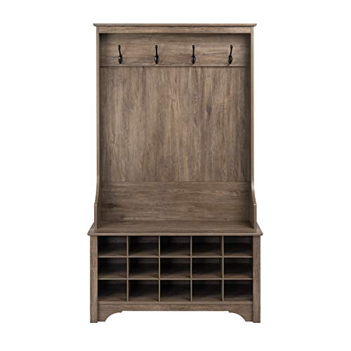 Prepac Hall Tree with Shoe Storage, Drifted Gray