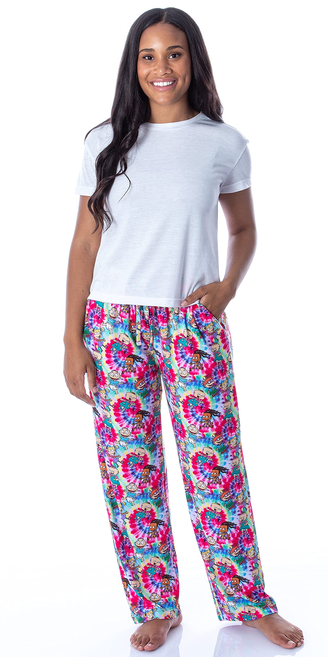 Nickelodeon Womens' Rugrats Cartoon Character Spiral Tie Dye Pajama Pants (S) Multi