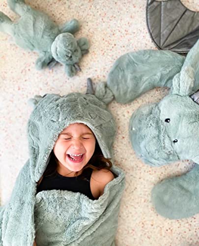 MON AMI Dax Dragon Stuffed Animal- Warmies Microwaveable Plush Pal with Aromatherapy Lavender Scent for Babies and Kids - Stuffed Grey Dragon Plush 11"