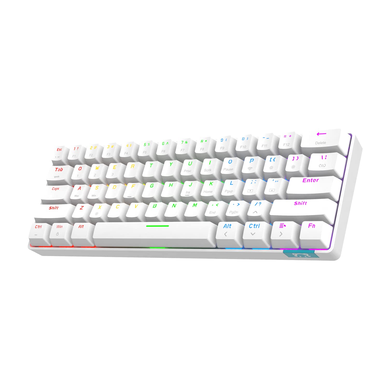 NACODEX STK61 2.4Ghz Wireless/Bluetooth/Wired 60% Mechanical Keyboard | 1000mAh Ultra Compact Rainbow Backlit Gaming Keyboard Wired Programmable for Win/Mac/PC Gamer