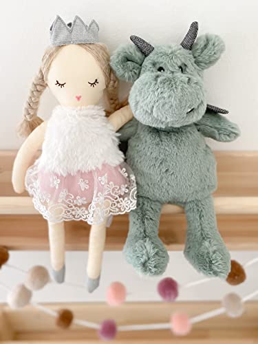 MON AMI Dax Dragon Stuffed Animal- Warmies Microwaveable Plush Pal with Aromatherapy Lavender Scent for Babies and Kids - Stuffed Grey Dragon Plush 11"