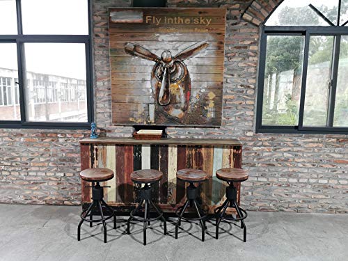 BOKKOLIK Set of 2 Industrial Bar Stool-Vintage Counter Dining Chair-Swivel Stools-Tall Height Adjustable 22-33"