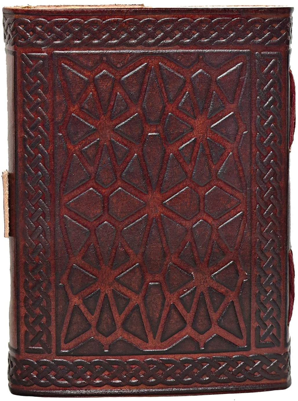 cuero 3 Moon Blue Lapiz Embossed Vintage Leather Journal | 240 Pages of Antique Handmade Deckle Edge Vintage Paper, Leather Sketchbook, Drawing Journal, Great Gift (9 inch 12 inch, brown)