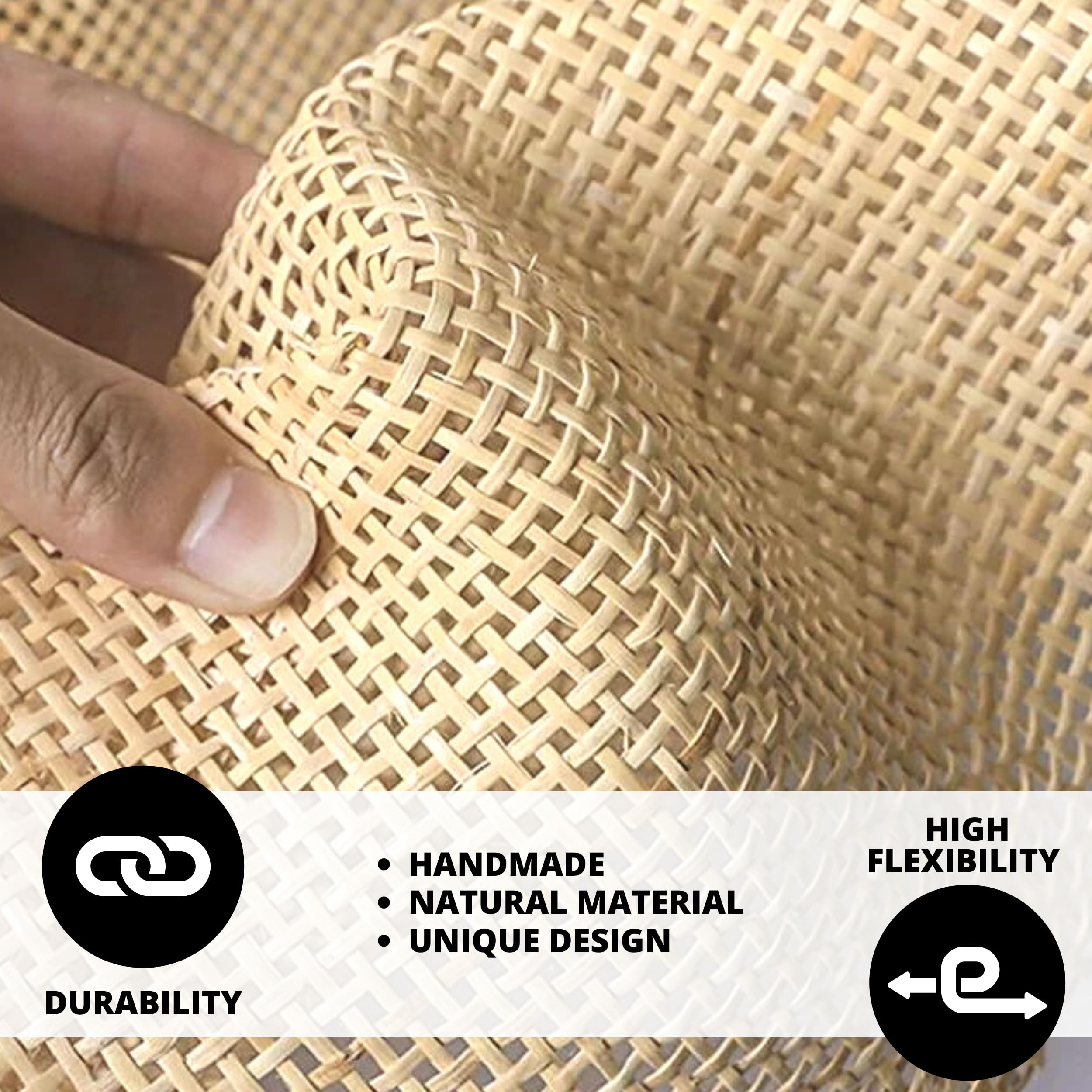 24" Width x 5 Feet Cane Webbing Sheet – Natural 24" Width Rattan Cane Webbing Roll for Caning Projects 24х60 Inch Rattan Webbing Roll Woven Open Mesh Cane for Furniture Ceiling Bed Door Chair Cabinet