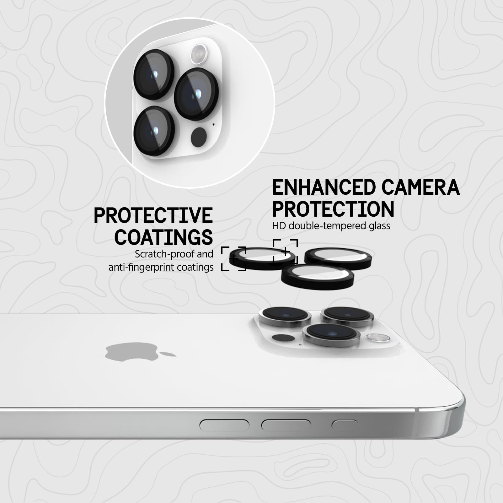 Pelican Camera Lens Protector w/ Aluminum Rings for iPhone 15 Pro Max/iPhone 15 Pro - 9H Tempered Glass - Durable Anti-Scratch, Anti-Shatter, HD View w/Night Shoot, Case Friendly, Easy Install - Black