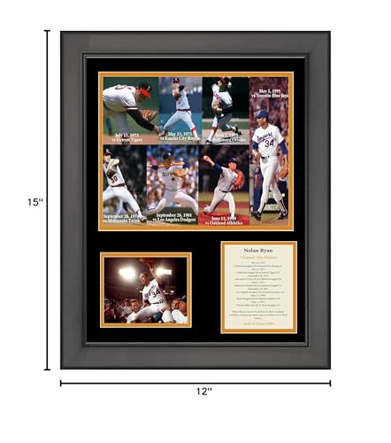 HOFSM.COM Hall of Fame Sports Memorabilia Framed Nolan Ryan 7 Career No-Hitters 11"x14" Baseball Three Photo Collage