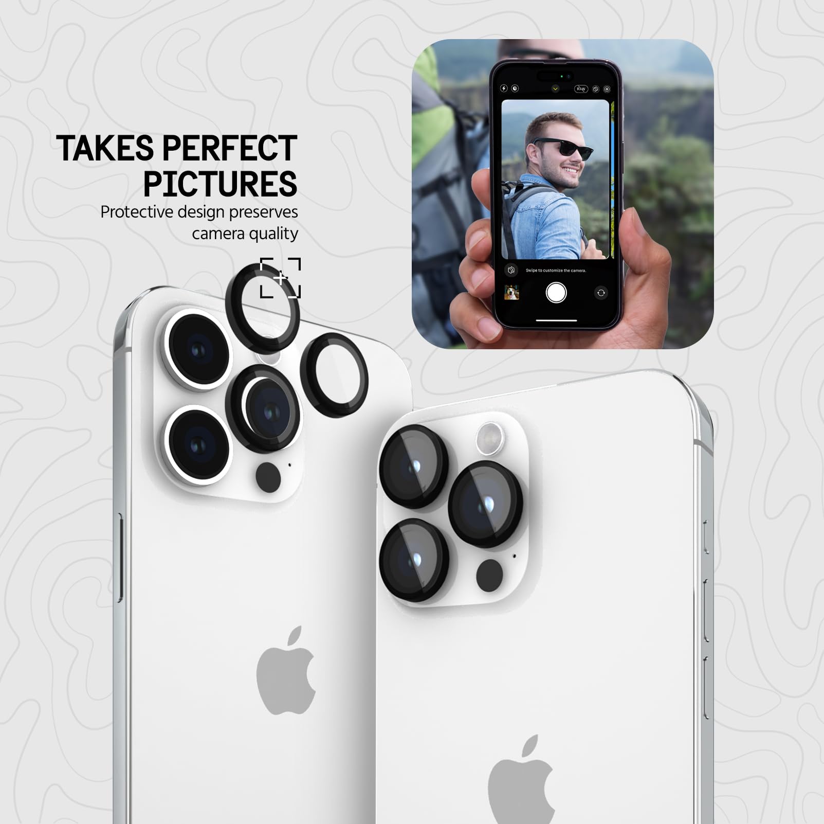 Pelican Camera Lens Protector w/ Aluminum Rings for iPhone 15 Pro Max/iPhone 15 Pro - 9H Tempered Glass - Durable Anti-Scratch, Anti-Shatter, HD View w/Night Shoot, Case Friendly, Easy Install - Black