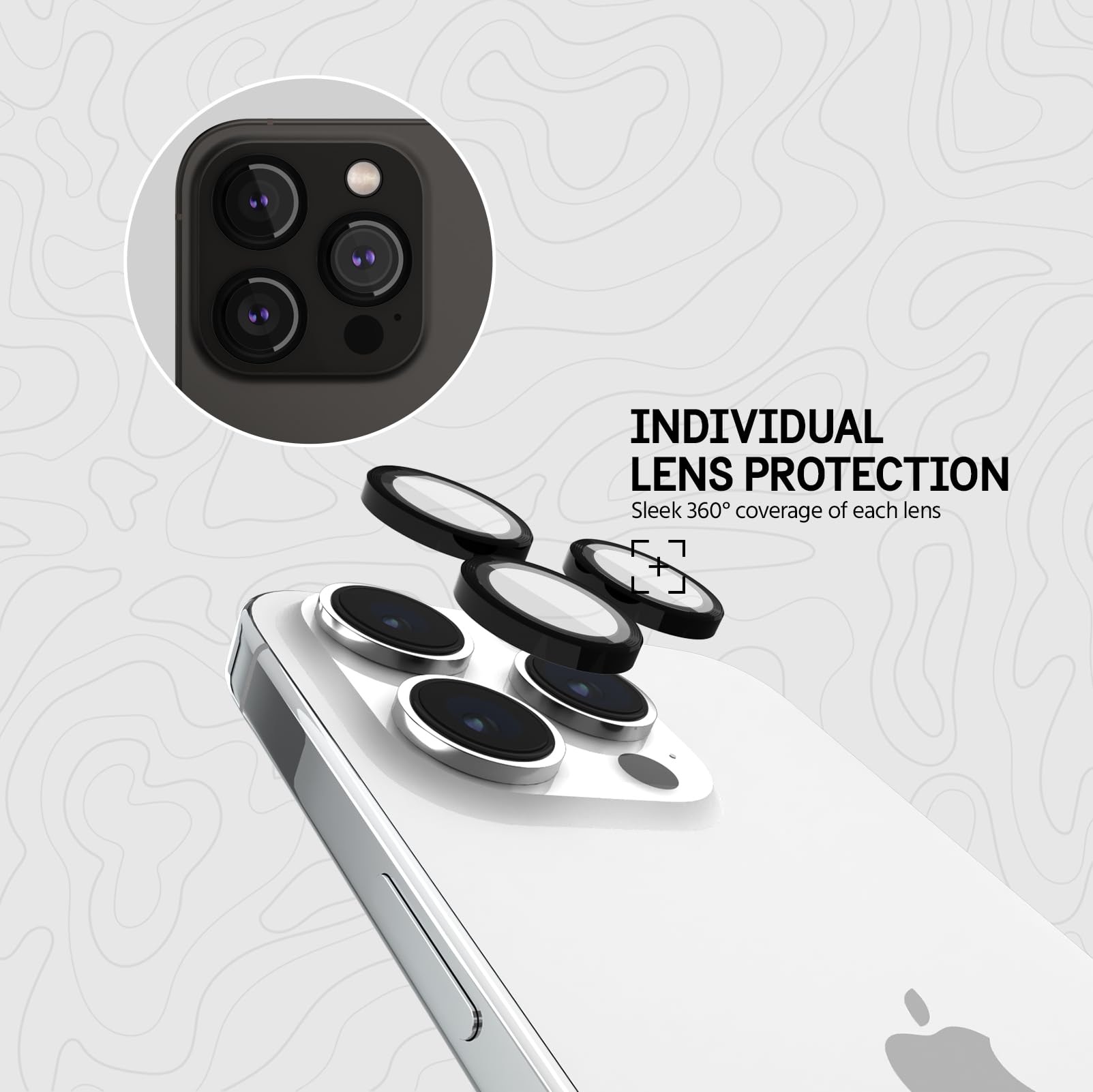 Pelican Camera Lens Protector w/ Aluminum Rings for iPhone 15 Pro Max/iPhone 15 Pro - 9H Tempered Glass - Durable Anti-Scratch, Anti-Shatter, HD View w/Night Shoot, Case Friendly, Easy Install - Black
