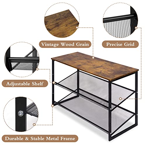 Garden 4 you 3-Tier Tilting Adjustable Freestanding Shoe Rack 6-Pairs 25.2 in Length for Durability and Stability for Entryways, Hallways, Closets, Dormitory Rooms, and Industries,Brown