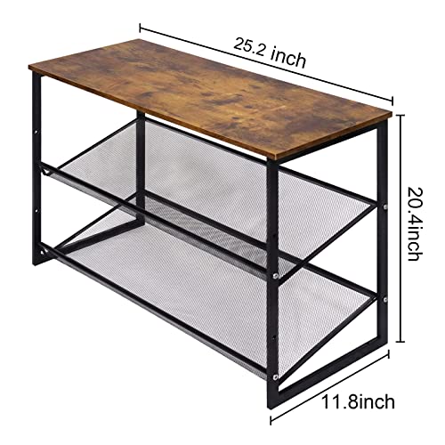 Garden 4 you 3-Tier Tilting Adjustable Freestanding Shoe Rack 6-Pairs 25.2 in Length for Durability and Stability for Entryways, Hallways, Closets, Dormitory Rooms, and Industries,Brown