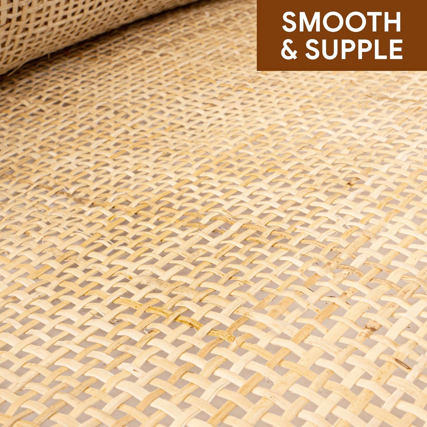 18" Width Square Rattan Cane Webbing Roll 12 Feet for Caning Projects Fine Radio Net Mesh Pre Woven Open Rattan Fabric Furniture Woven Rattan Sheet Crafts Chair Caning Supplies Wicker (12 Feet)