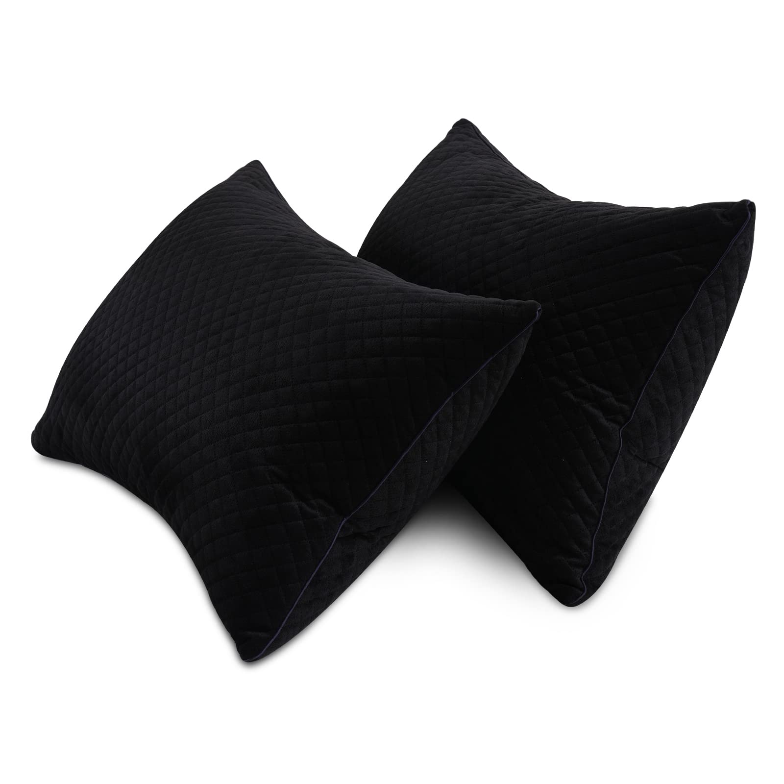 GOHOME Soft Pillows for Sleeping - Hotel Collection King Size Pillows 2 Pack for Side, Back and Stomach Sleepers, Velvet Bed Pillows with Adjustable Filling, Black 20"x36"