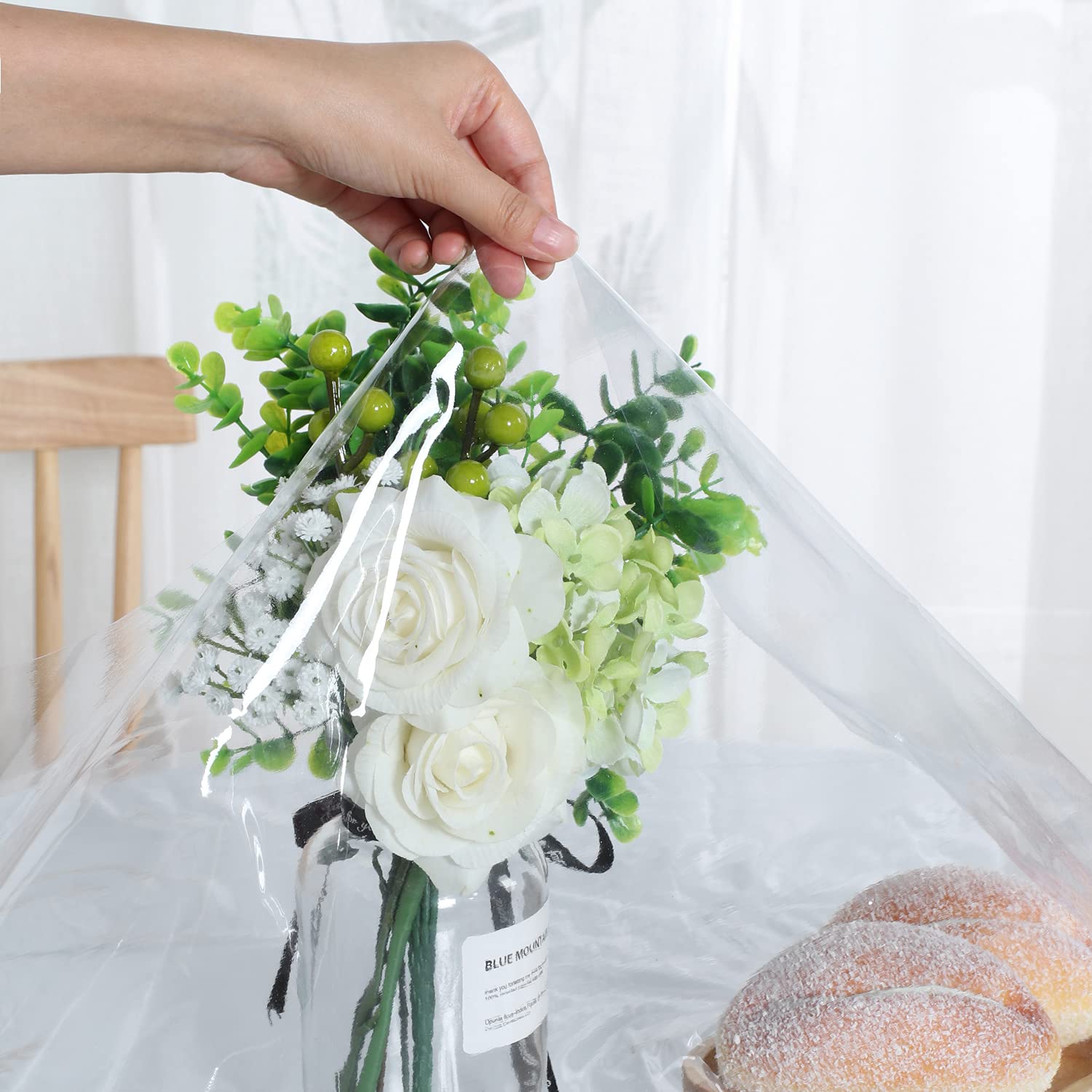 sancua Clear Plastic 100% Waterproof Round Tablecloth - 70 Inch - Vinyl PVC Table Cloth Protector Oil Spill Proof Wipe Clean Table Cover for Dining Table, Parties & Camping, Crystal Clear