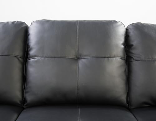 EMKK Modern Sectional Couches for Living Room, 101" L Shaped Upholstered Sofa with Chaise, Ottoman, 3-Piece Fabric Furniture Sets, Suitable for Large Space & Apartment, BlackOttoman
