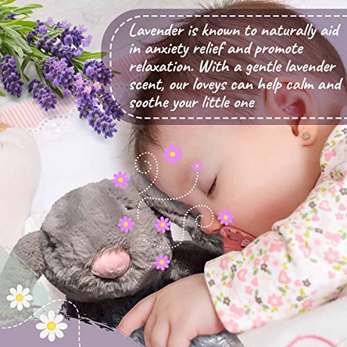 Lovey Microwavable Stuffed Animal - Large lovies for Babies which are heatable Stuffed Animals, Lavender Stuffed Animals micowavable with Removable Lavender Packet, Calming Heating pad Stuffed Animal