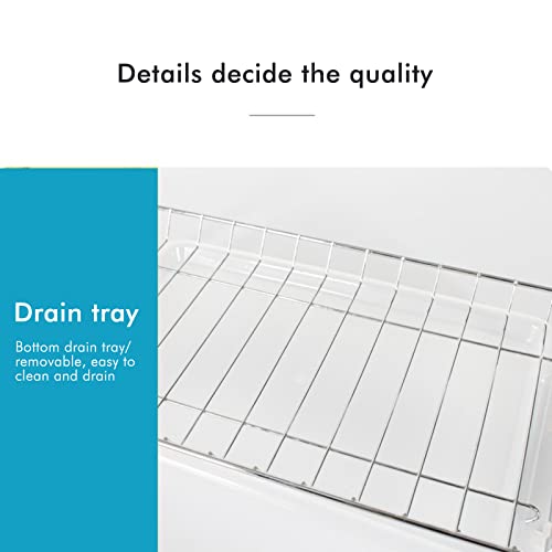 2 Layer 38cm Dish Drainerd Dual Layer Dish Drying Rack Kitchen Collection Shelf Drainer Organizer Over The Sink Mesh Colander Crate and Barrel (Silver, One Size)