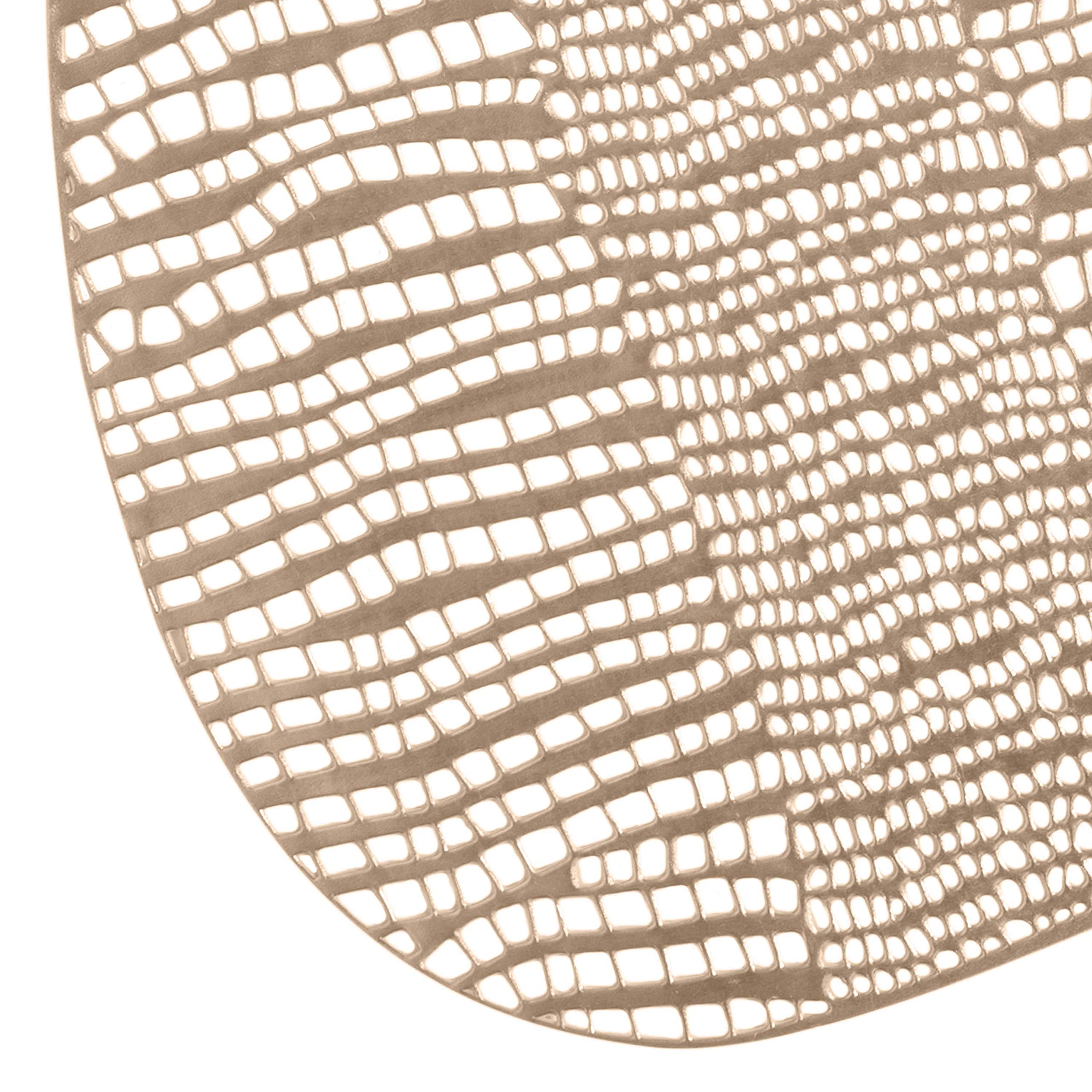 Home Details 4 Pack Oval Pebble Laser Cut Placemat, Kitchen, Dinning Room, Place Setting, Décor, Gold