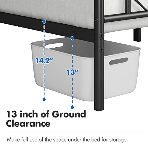 Yaheetech Twin Size Platform Bed Frame with Arrow Design Headboard, 13 Inches Metal Mattress Foundation for Storage, No Box Spring Needed, Easy Assembly, Modern, Black