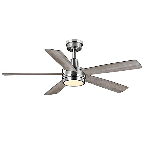 Hampton Bay Fanelee 54 in. White Color Changing Integrated LED Brushed Nickel Smart Ceiling Fan with Light Kit and Remote Control