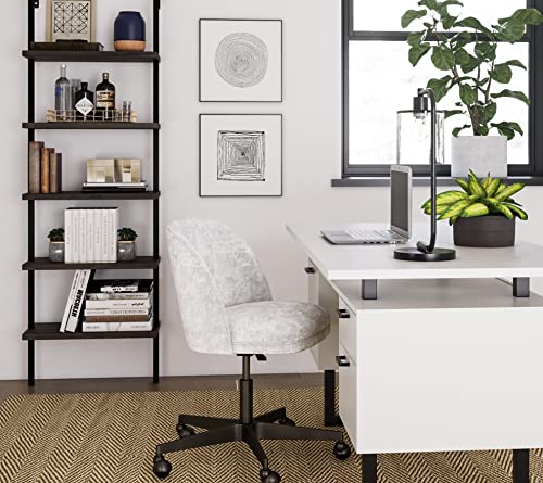 Nathan James Theo 5-Shelf Wood Modern Bookcase, Open Wall Mount Ladder Bookshelf with Industrial Metal Frame, Dark Brown Nutmeg/Black