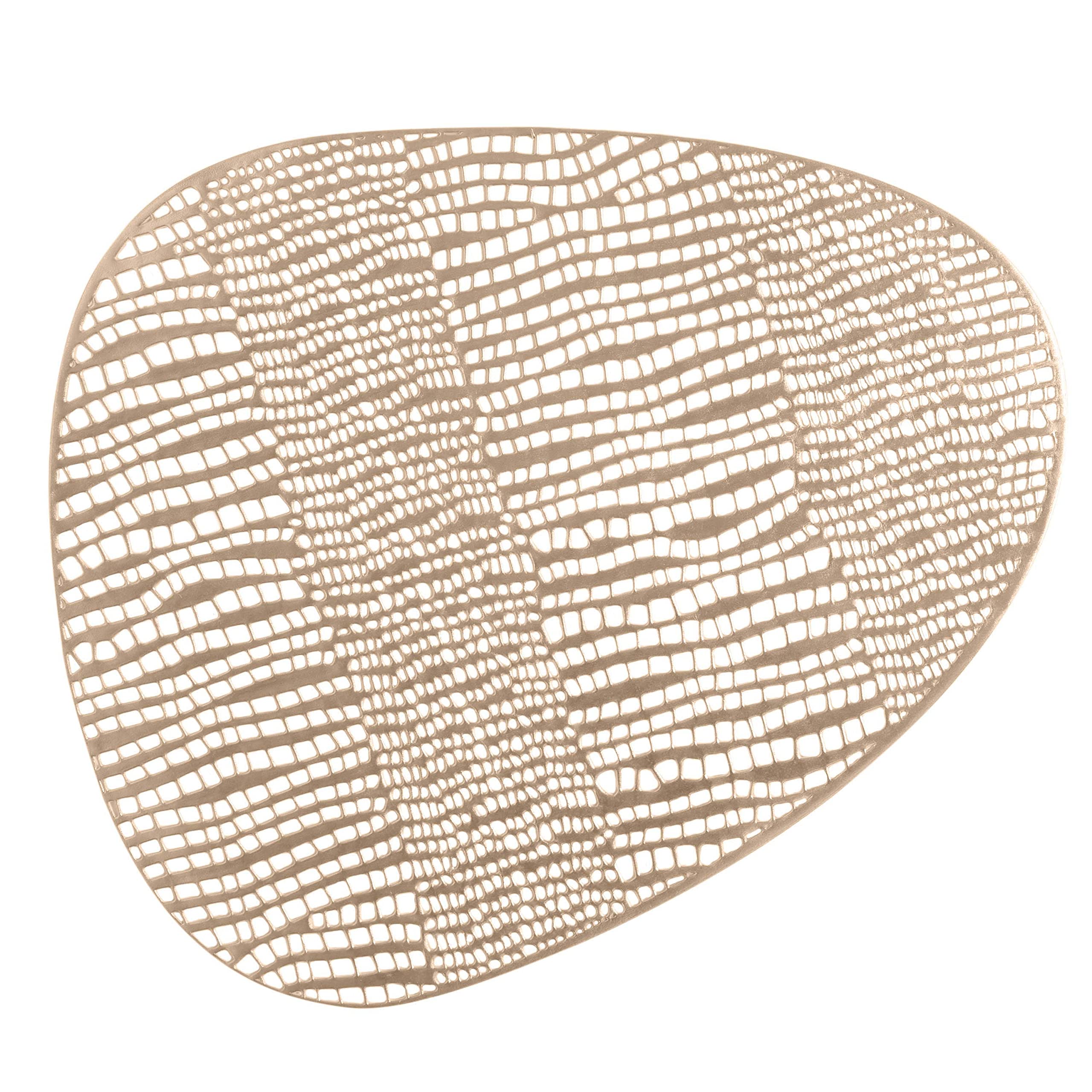 Home Details 4 Pack Oval Pebble Laser Cut Placemat, Kitchen, Dinning Room, Place Setting, Décor, Gold