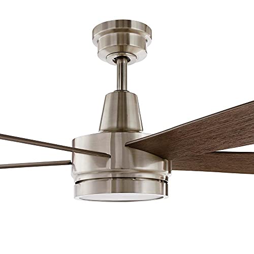 Hampton Bay Fanelee 54 in. White Color Changing Integrated LED Brushed Nickel Smart Ceiling Fan with Light Kit and Remote Control