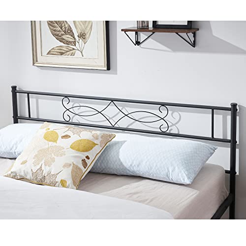 VECELO Full Size Bed Frame Metal Platform /Mattress Foundation with headboard Footboard / Steel Slat Support / No Box Spring Needed / Easy Assembly
