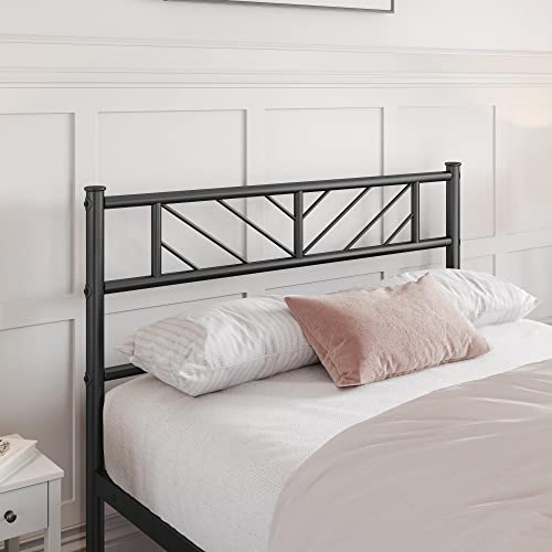 Yaheetech Twin Size Platform Bed Frame with Arrow Design Headboard, 13 Inches Metal Mattress Foundation for Storage, No Box Spring Needed, Easy Assembly, Modern, Black