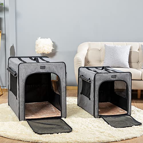 Petsfit Sturdy Wire Frame Soft Dog Crate, Collapsible for Travel (L: 31" x 21" x 26", Light Grey A)