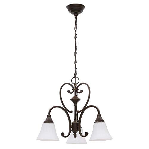 Hampton Bay Somerset 3-Light Bronze Chandelier with Bell Shaped Frosted Glass Shades