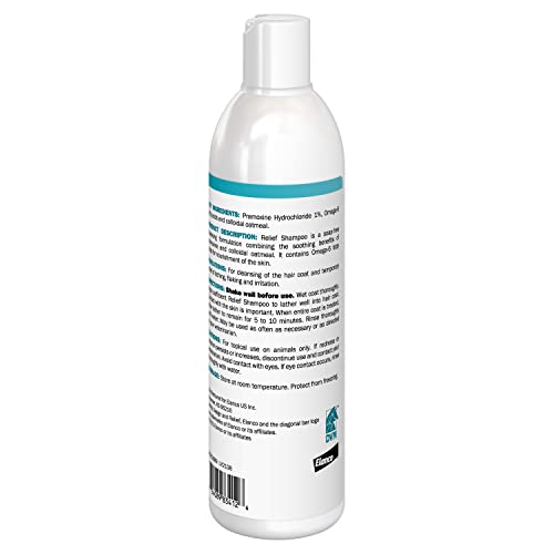Relief Shampoo, temporary relief of itching and flaking, moisturizer for dry skin and coat, for dogs, cats and horses, 12 oz