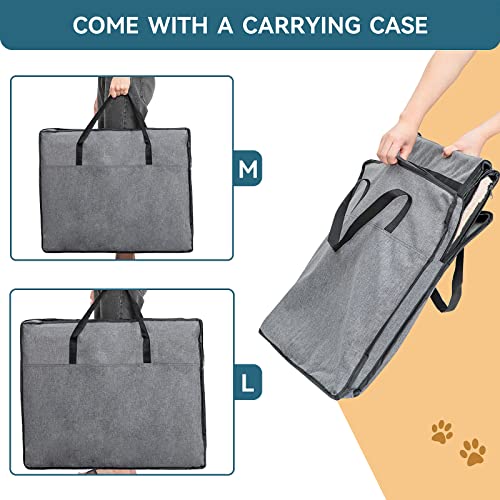 Petsfit Sturdy Wire Frame Soft Dog Crate, Collapsible for Travel (L: 31" x 21" x 26", Light Grey A)