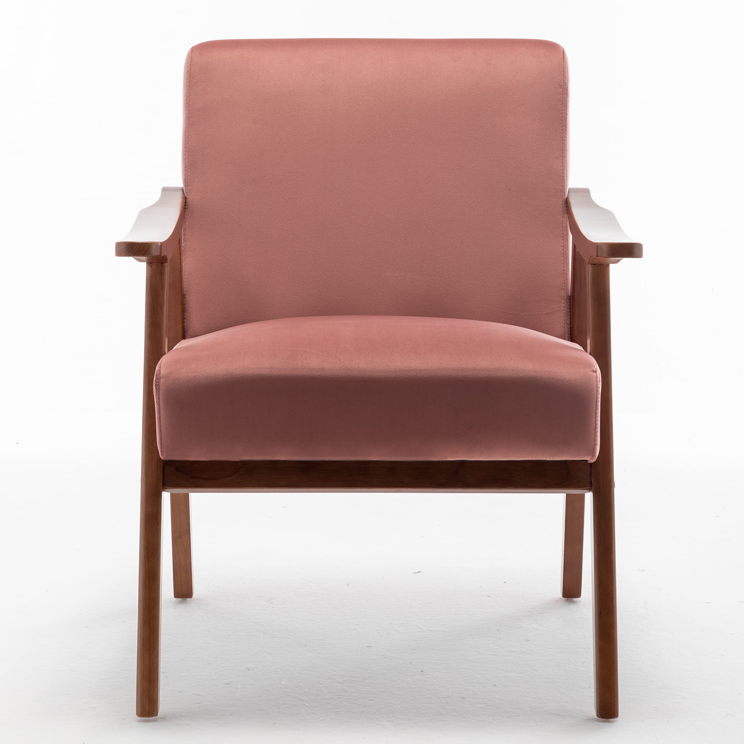 Container Furniture Direct Accent Chair with Microfiber Upholstery and Solid Wood Frame, Classic Mid-Century Modern Living Room Furniture for Extra Seating, 30.31" D x 26.37" W x 31.88" H, Rose