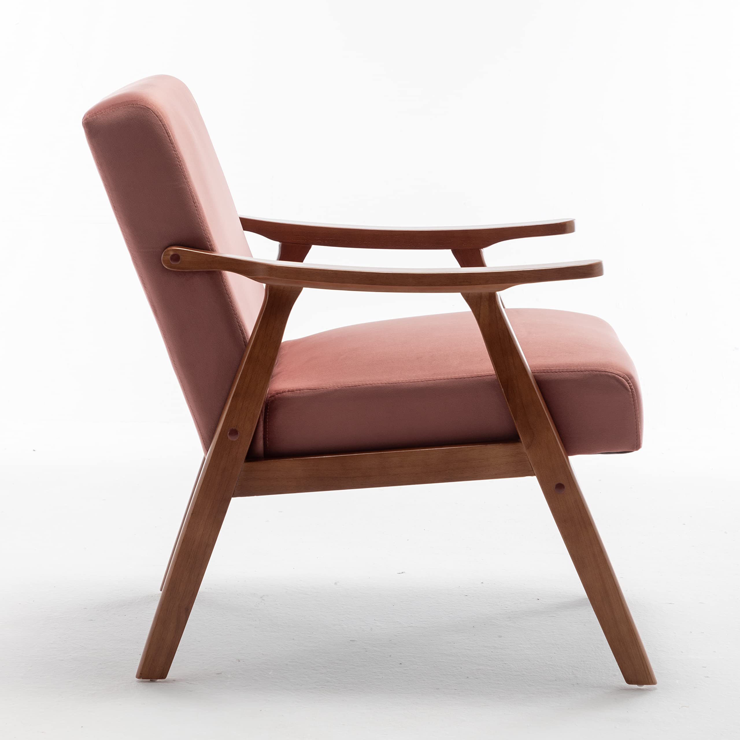 Container Furniture Direct Accent Chair with Microfiber Upholstery and Solid Wood Frame, Classic Mid-Century Modern Living Room Furniture for Extra Seating, 30.31" D x 26.37" W x 31.88" H, Rose