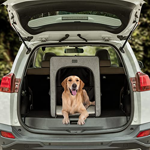 Petsfit Sturdy Wire Frame Soft Dog Crate, Collapsible for Travel (L: 31" x 21" x 26", Light Grey A)