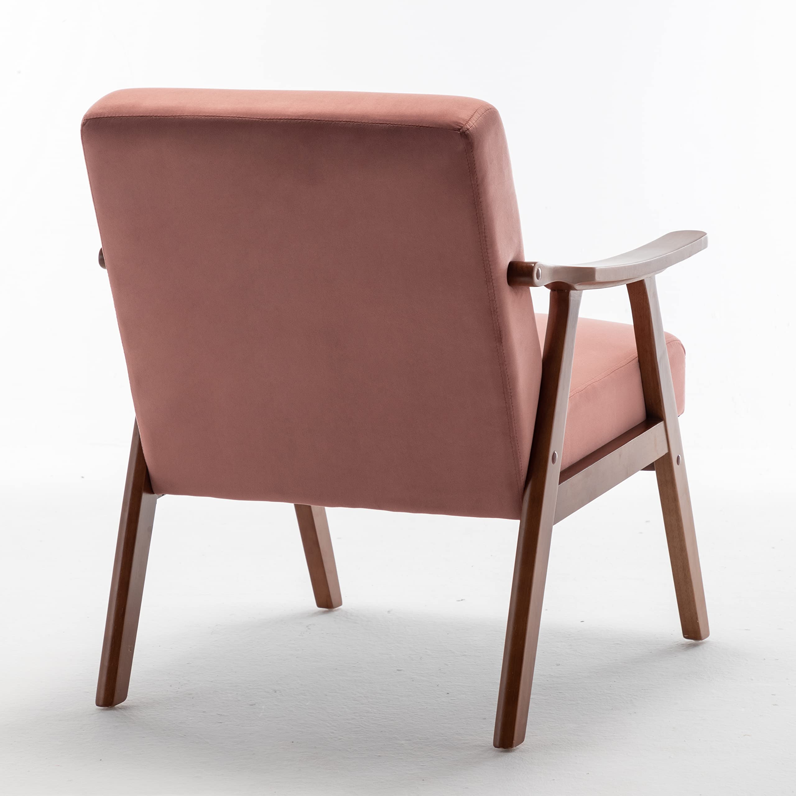 Container Furniture Direct Accent Chair with Microfiber Upholstery and Solid Wood Frame, Classic Mid-Century Modern Living Room Furniture for Extra Seating, 30.31" D x 26.37" W x 31.88" H, Rose