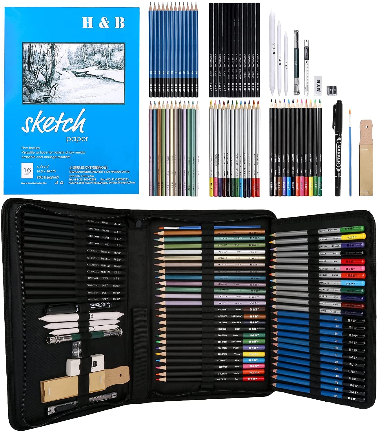CORTEN Drawing Pencils for Sketching Shading Blending Crafting Drawing Supplies Sketching Kit Sketch Book, Coloring Book, Metallic Charcoal Soft Core Gift for Adults Kids Beginners