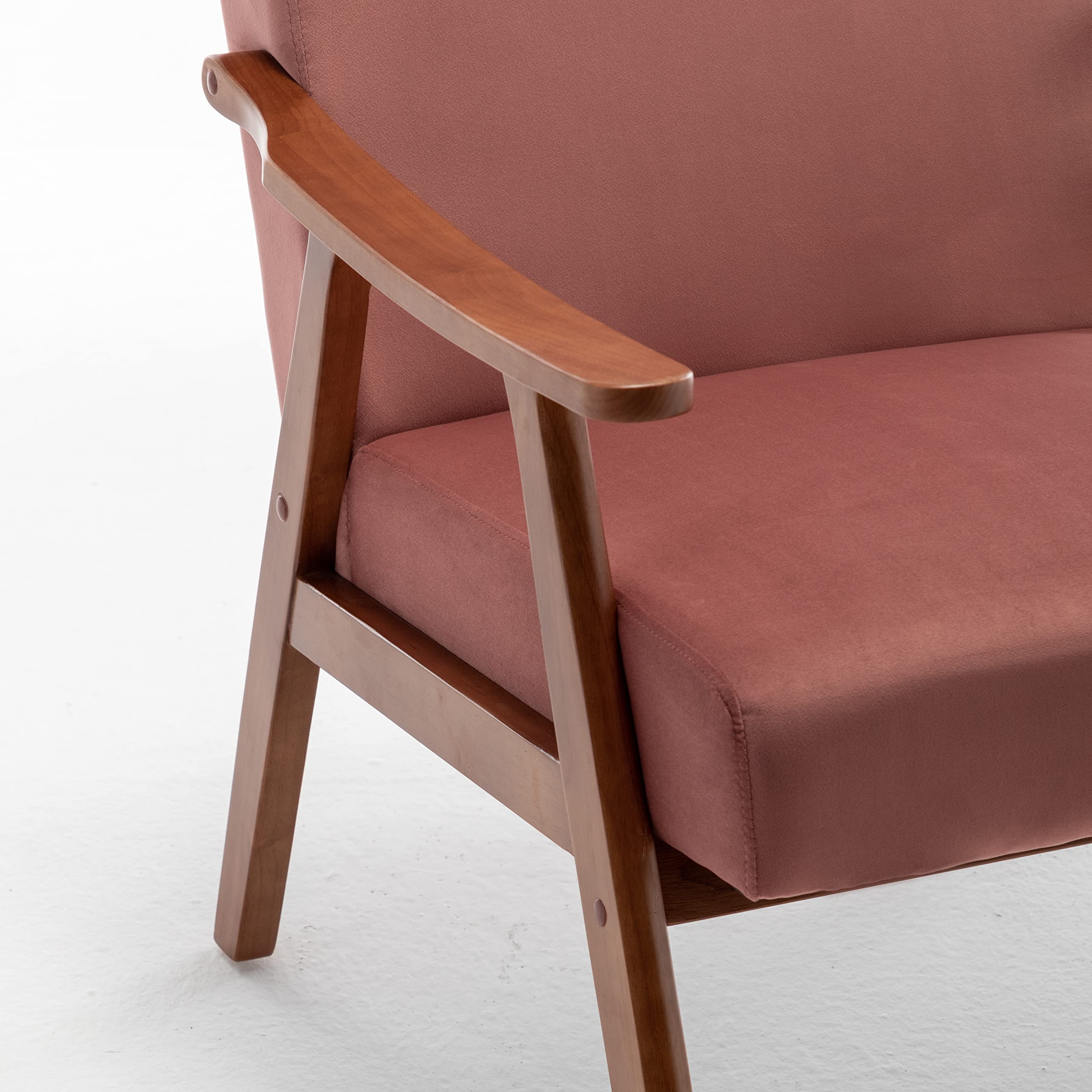 Container Furniture Direct Accent Chair with Microfiber Upholstery and Solid Wood Frame, Classic Mid-Century Modern Living Room Furniture for Extra Seating, 30.31" D x 26.37" W x 31.88" H, Rose