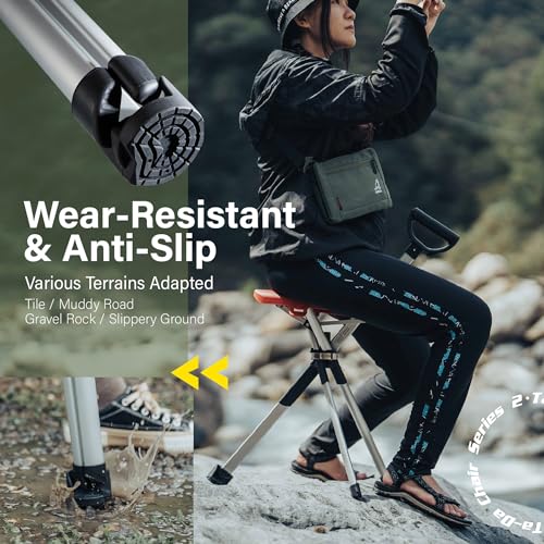 STEP2GOLD Ta-Da Chair Series 2- Portable Walking Stick, Cane with Seat, Foldable Chair, Hiking Stick, for Camping, Hiking, Lightweight Aluminum, Easy Carry, Anti-Slip (34.2"/Black)