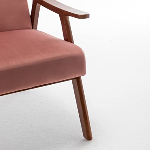 Container Furniture Direct Accent Chair with Microfiber Upholstery and Solid Wood Frame, Classic Mid-Century Modern Living Room Furniture for Extra Seating, 30.31" D x 26.37" W x 31.88" H, Rose
