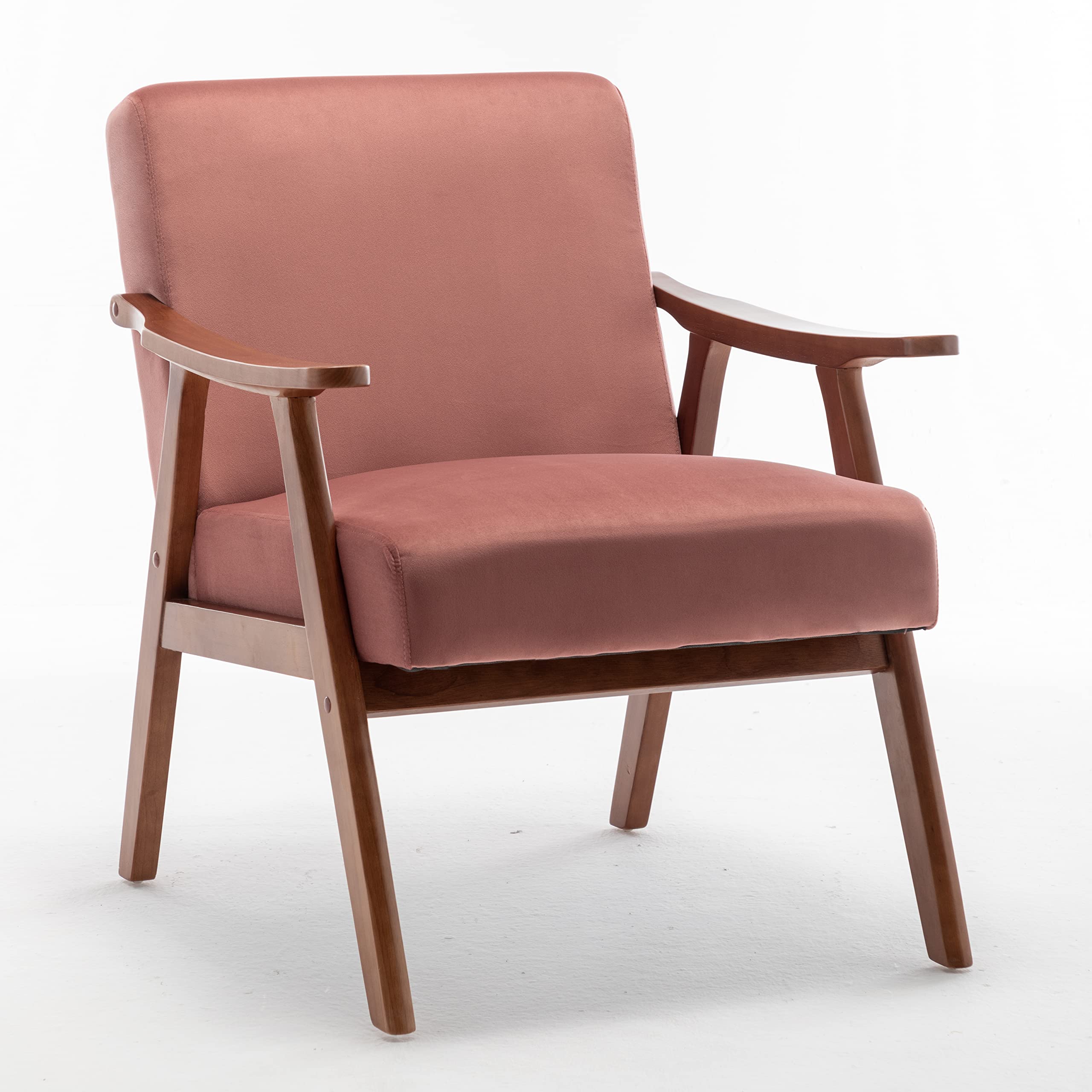 Container Furniture Direct Accent Chair with Microfiber Upholstery and Solid Wood Frame, Classic Mid-Century Modern Living Room Furniture for Extra Seating, 30.31" D x 26.37" W x 31.88" H, Rose
