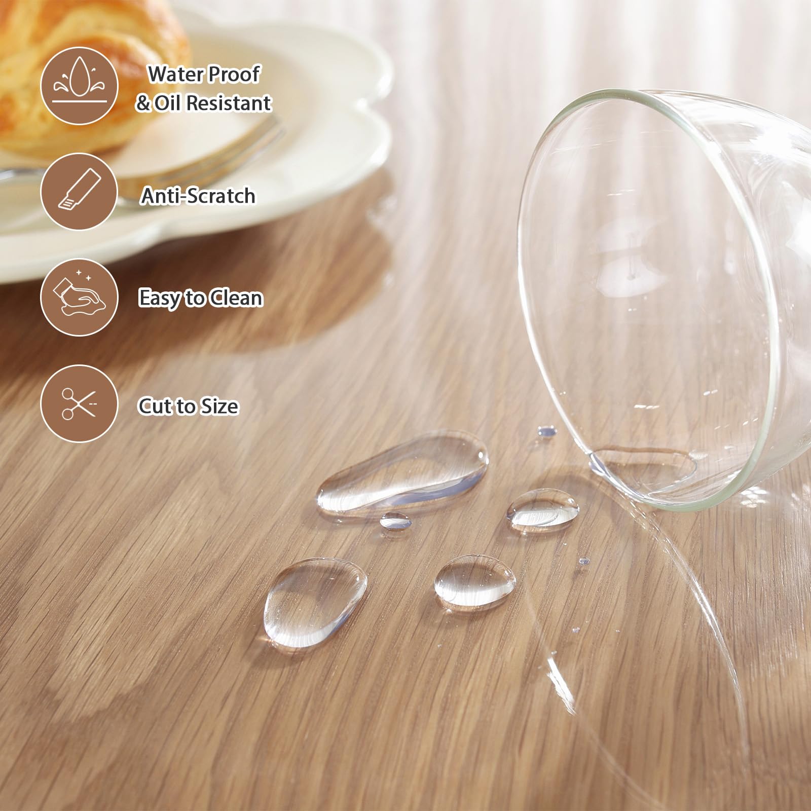 LovePads 2mm Thick Clear Round Table Cover Protector 48 Inch Clear Round Table Protector for Dining Room Table, Round Plastic Table Cover, Plastic Cover for Round Table, PVC Round Table Pads