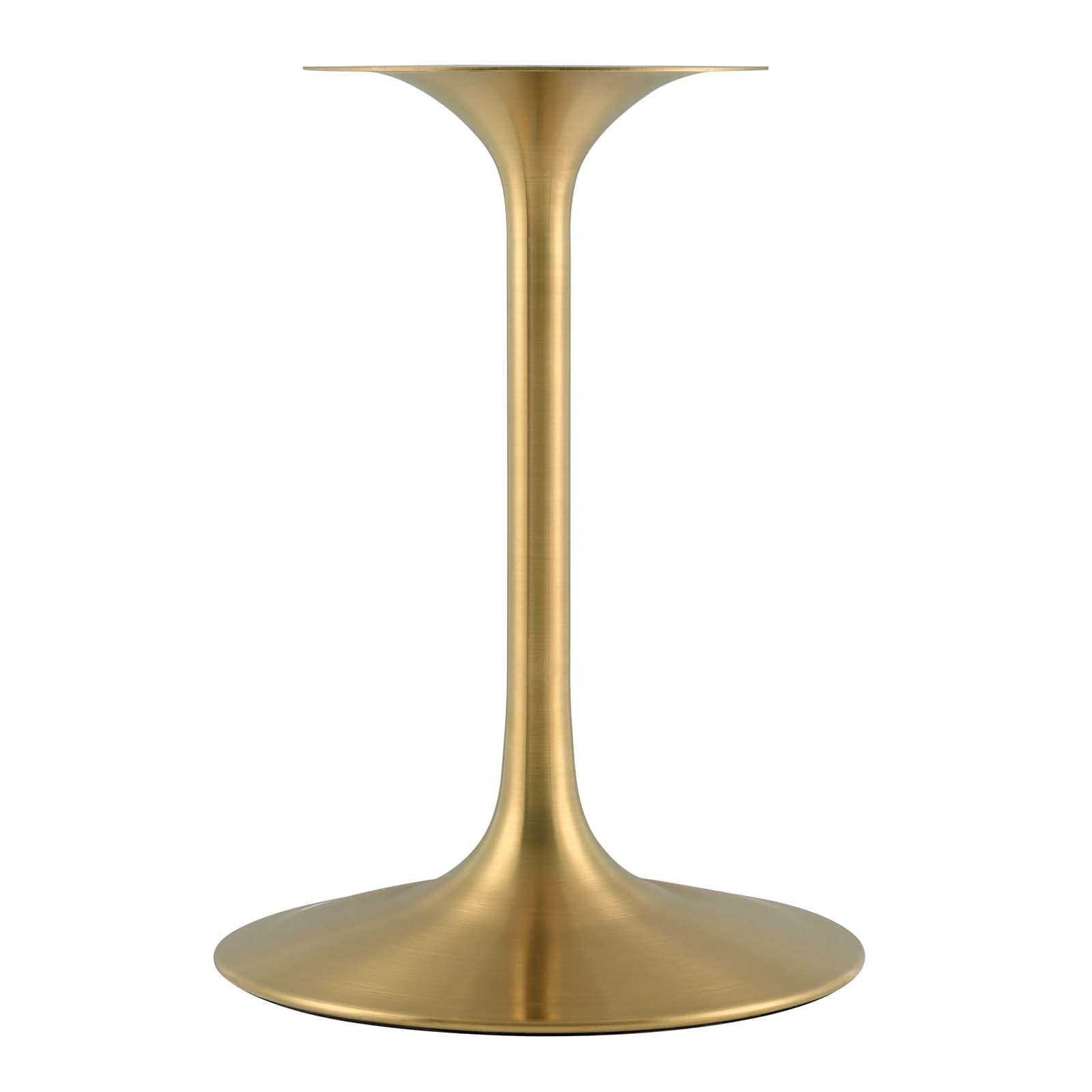 Modway Lippa 36" Mid-Century Dining Table with Round Artificial Marble Top in Gold White