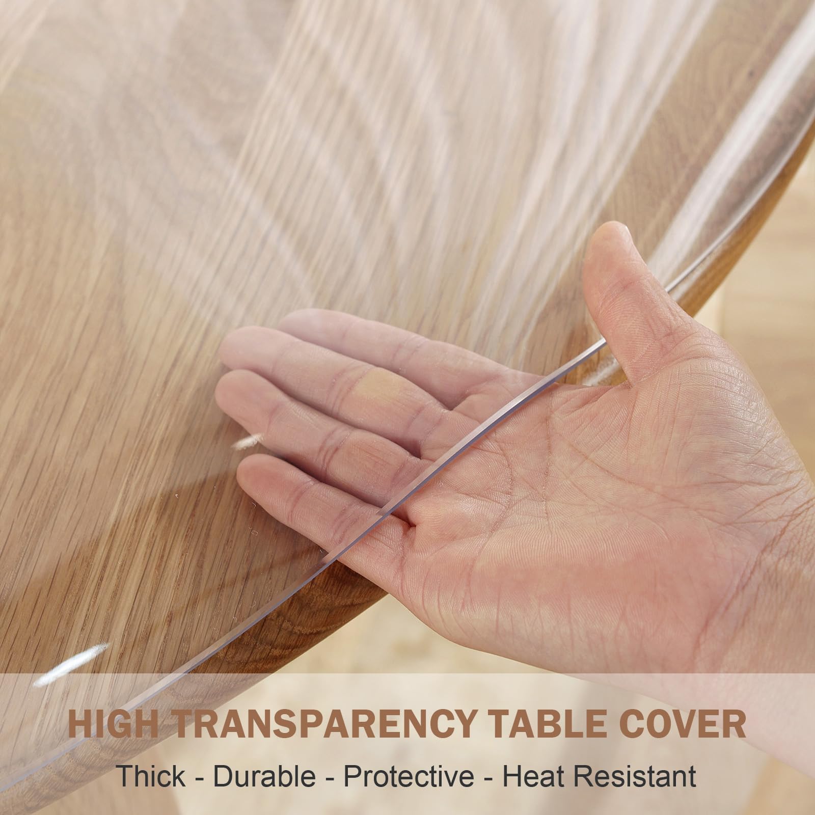 LovePads 2mm Thick Clear Round Table Cover Protector 48 Inch Clear Round Table Protector for Dining Room Table, Round Plastic Table Cover, Plastic Cover for Round Table, PVC Round Table Pads