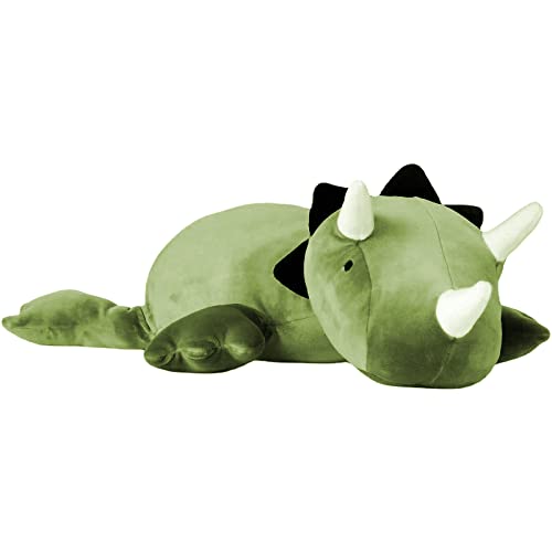 Plupiapio 2lbs Cute Soft Dinosaur Weighted Stuffed Animals, 14 inch Green Dino Stuffed Plush Animal Throw Pillows, Kawaii Plushies Hugging Toy Gifts for Kids