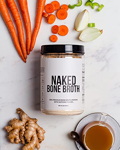 Naked Bone Broth – Beef Bone Broth Protein Powder – 20g Protein, Only 1 Ingredient – Gut Health and Joint Supplement – Unflavored – No GMO, Gluten, or Soy – 1 Pound
