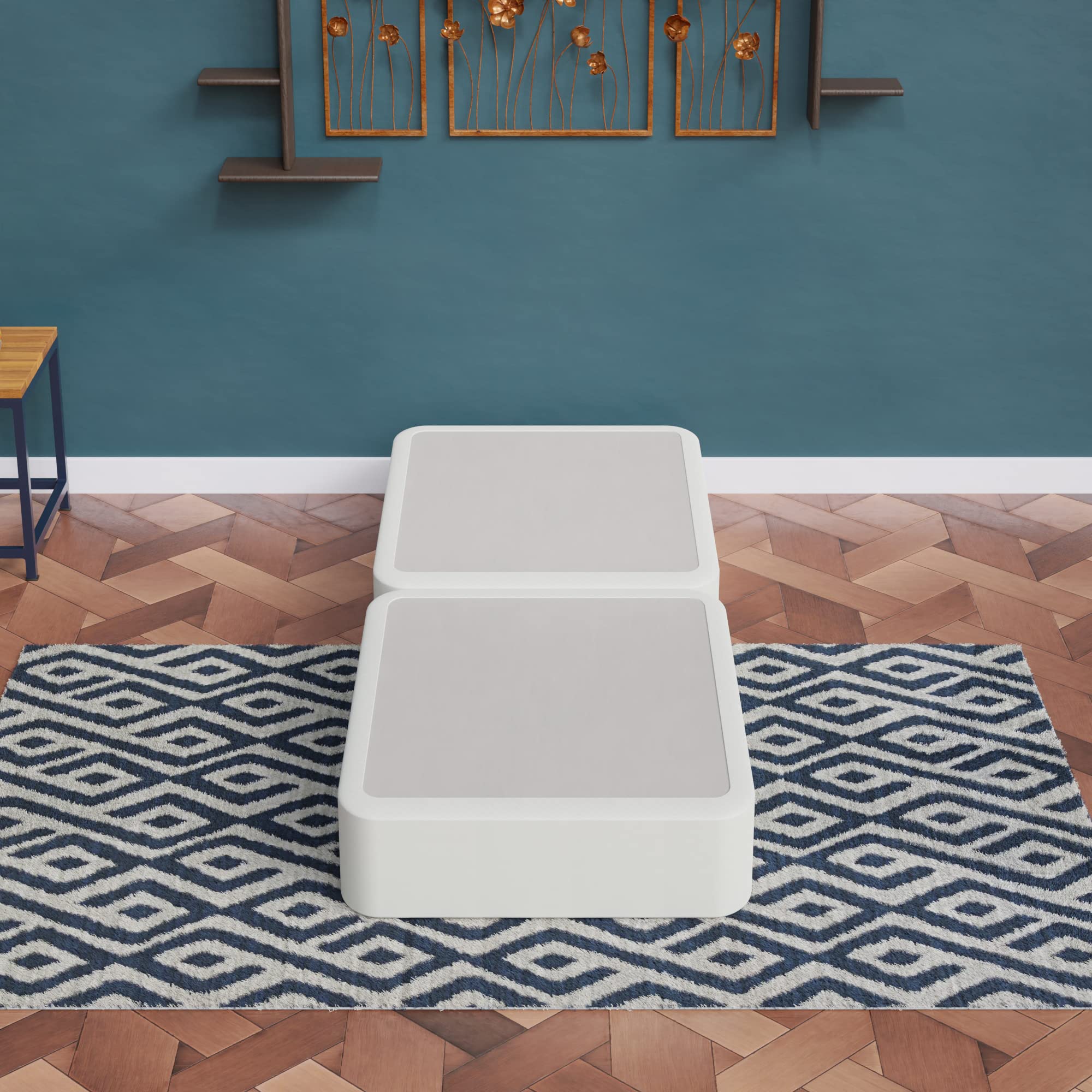 Continental Mattress 4" Split Wood Traditional Box Spring/Foundation for Mattress, Twin, White