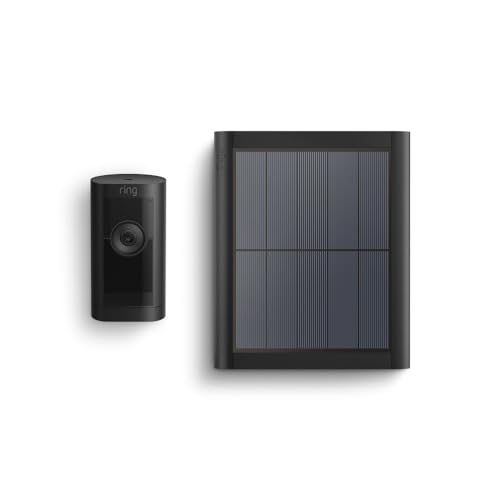 Ring Stick Up Cam Pro Solar | Two-Way Talk with Audio+, 3D Motion Detection with Bird’s Eye Zones, 1080p HDR Video & Color Night Vision (2023 release), Black