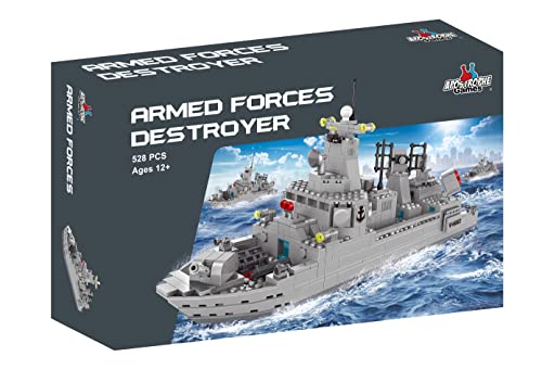 Apostrophe Games Navy Destroyer Building Block Set - 528 Pieces - Building Block Set for Kids and Adults - Compatible with All Building Bricks